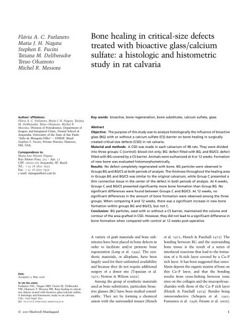 Bone healing in critical-size defects treated with bioactive glass ...