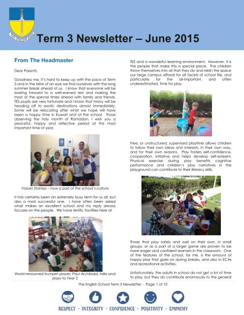Newsletter Term 3 June 2015