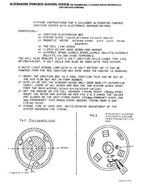 Boyer Triumph/BSA Triples Installation Instructions Racing Kit