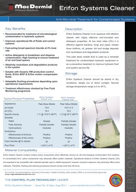 Erifon Systems Cleaner - MacDermid Offshore Solutions