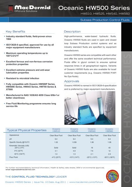 Oceanic HW500 Series - MacDermid Offshore Solutions