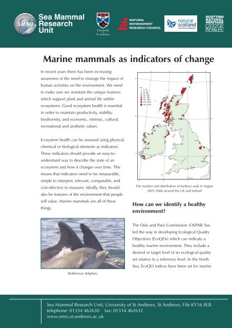 Marine mammals as indicators of change - Sea Mammal Research ...