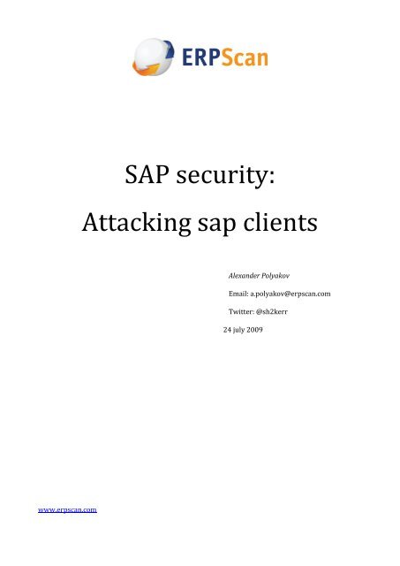 SAP Security - Attacking SAP clients - ERPScan