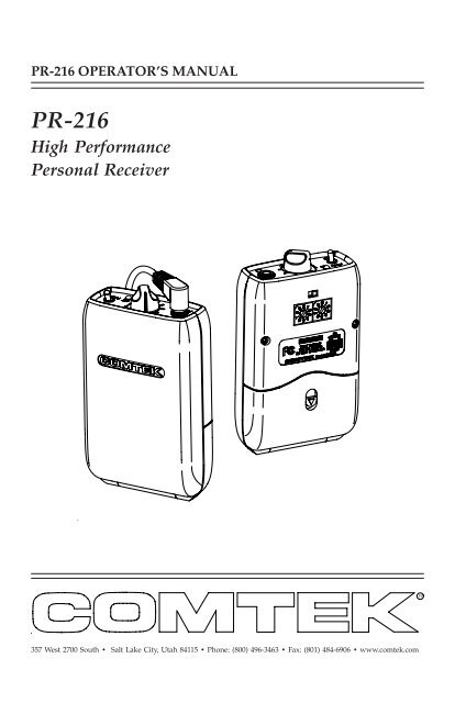 PR-216 User Manual - Comtek