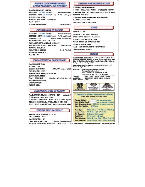 Cessna 172M Checklist