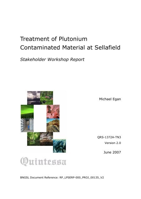 PCM Stakeholder Workshop Report - Sellafield Ltd