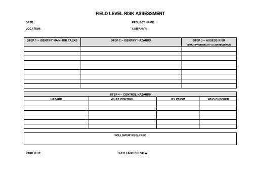 FIELD LEVEL RISK ASSESSMENT