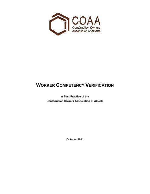 worker competency verification - Construction Owners Association of ...