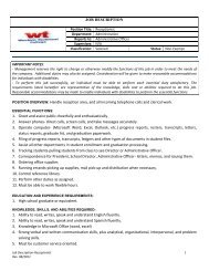 JOB DESCRIPTION Position Title: High School Recruiter - Western ...