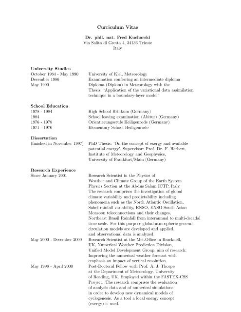 Fred Kucharski's CV - ICTP