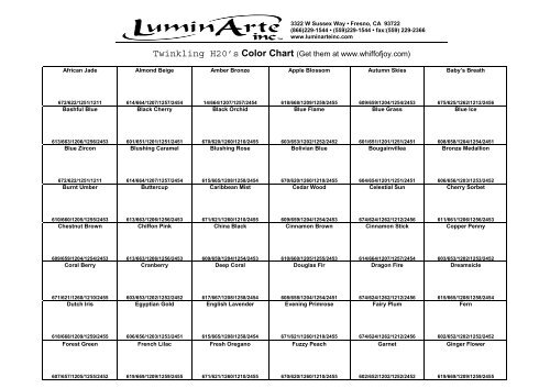 Twinkling H20's Color Chart - Whiff of Joy