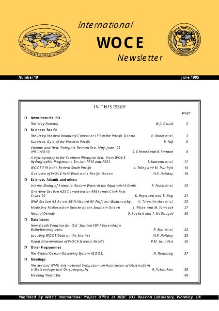 No.19 - World Ocean Circulation Experiment - NOAA