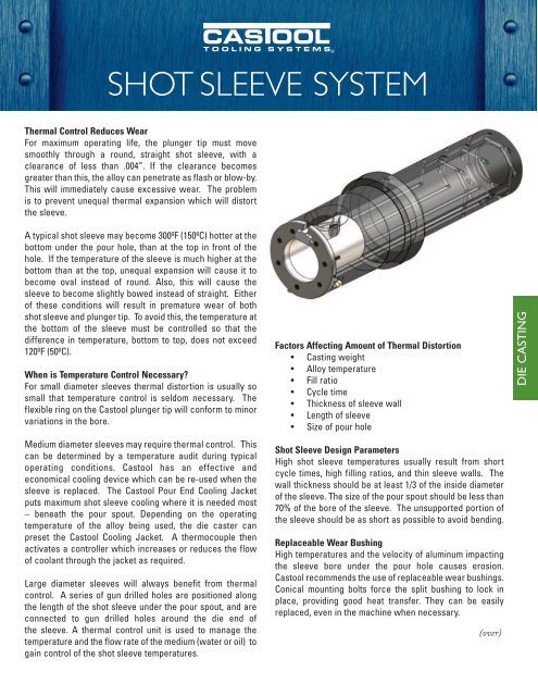 SHOT SLEEVE SySTEm - Castool Tooling Systems