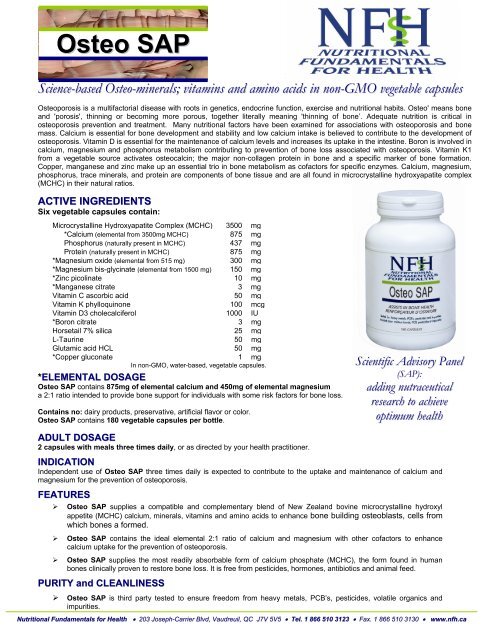 Osteo SAP - Dr. Ingrid Pincott, ND