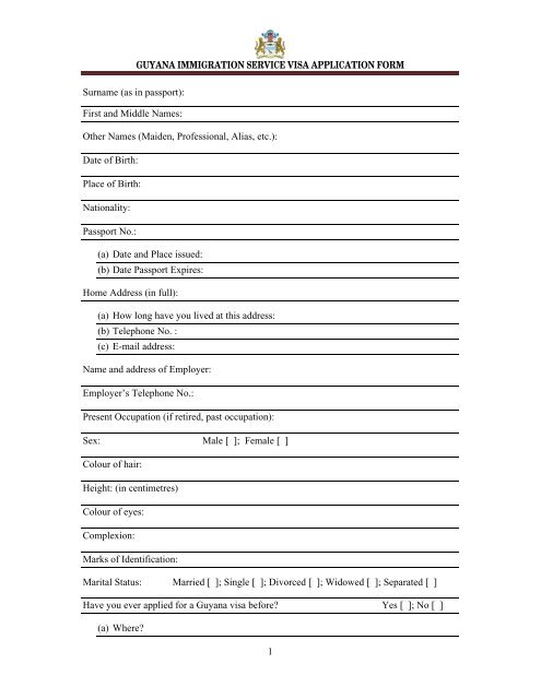 guyana immigration service visa application form - Guyana News ... guyana immigration service visa application form - Guyana News ...
