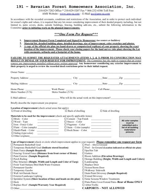 Improvement Request Form - AMS