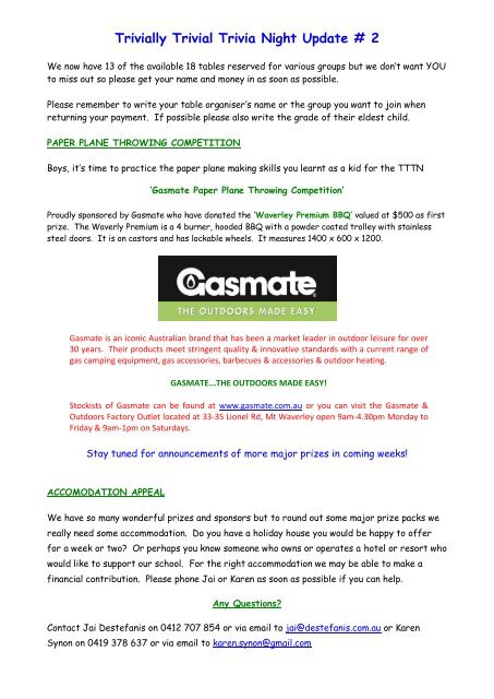 Trivially Trivial Trivia Night Update # 2 - OLGC - Catholic School ...