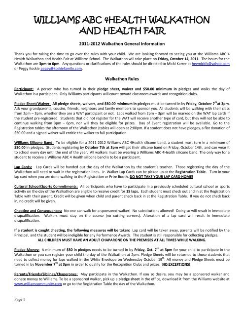 Walk A Thon Waiver Form