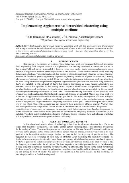 Implementing Agglomerative hierarchical clustering using multiple attribute Implementing Agglomerative hierarchical clustering using multiple attribute