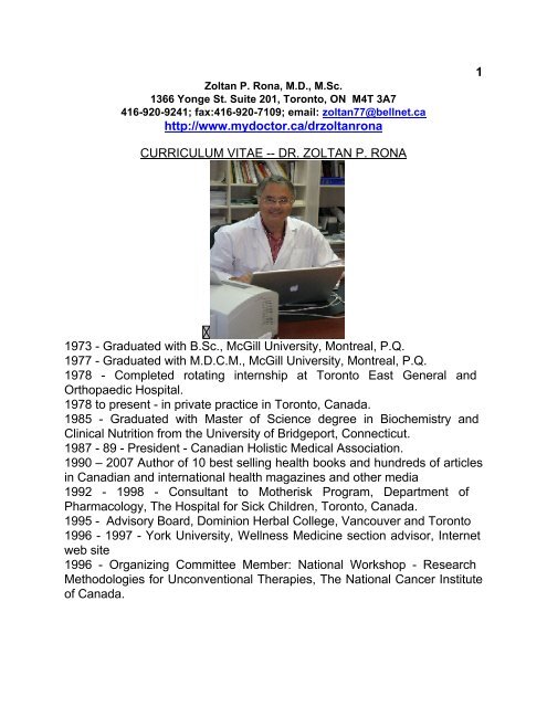Zoltan P. Rona, MD, M.Sc. - Mydoctor.ca