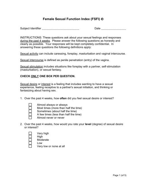 Female Sexual Function Index Fsfi