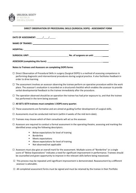 Direct Observation of Procedure Form (DOPS)