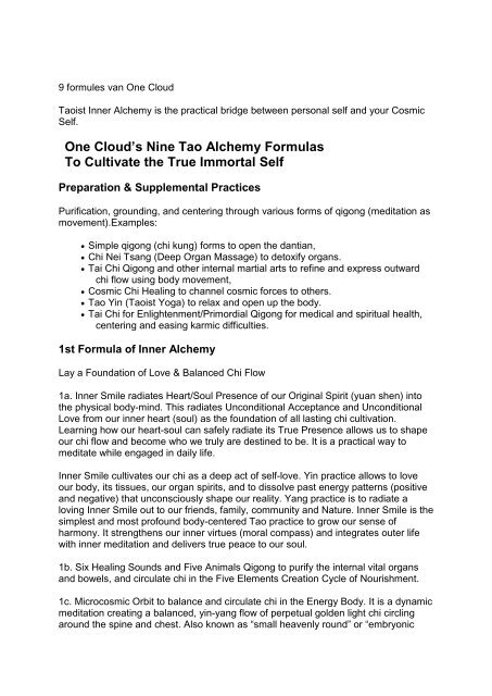 One Cloud's Nine Tao Alchemy Formulas To Cultivate the True ...