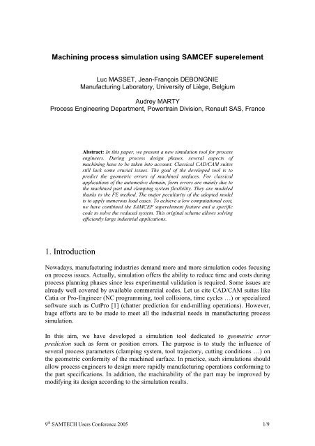 Machining process simulation using SAMCEF Super-Element
