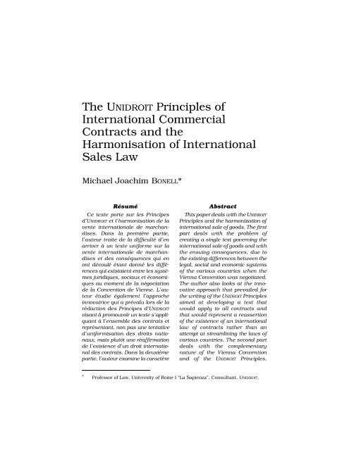 The UNIDROIT Principles of International Commercial Contracts and ...