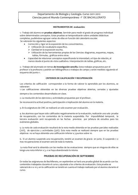 Ciencias para el Mundo ContemporÃ¡neo (1Âº de ... - IES Rey Pastor