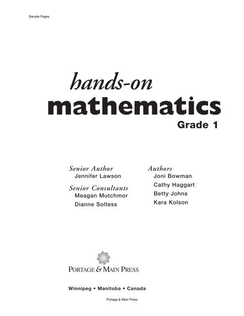 Hands-On Mathematics â ¢ Grade 1 - Portage & Main Press