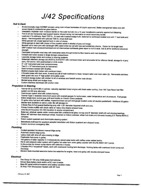 J/42 Specifications - J/Owners