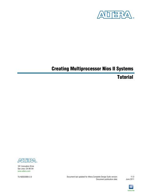 Creating Multiprocessor Nios Ii Systems Tutorial Pdf Altera