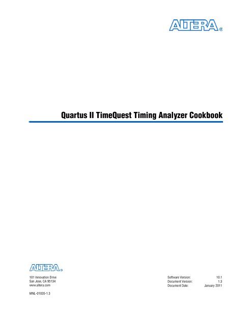 Quartus II TimeQuest Timing Analyzer Cookbook (PDF) - Altera Quartus II TimeQuest Timing Analyzer Cookbook (PDF) - Altera