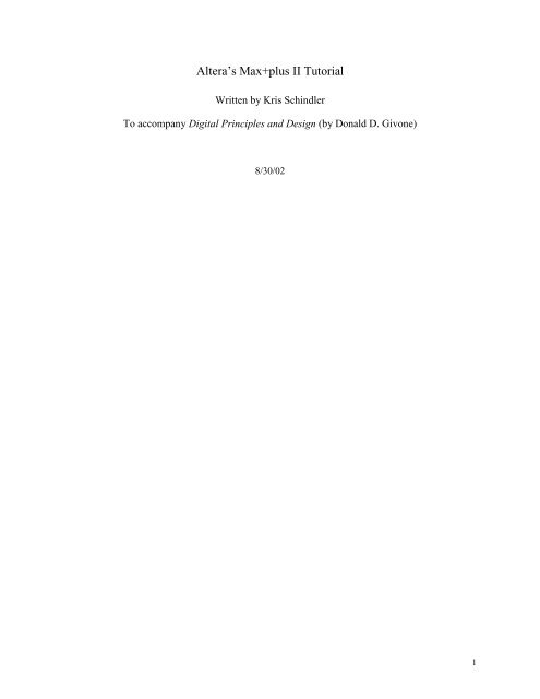 Altera's Max+plus II Tutorial