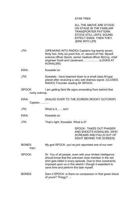 The Script - Comedy Plays