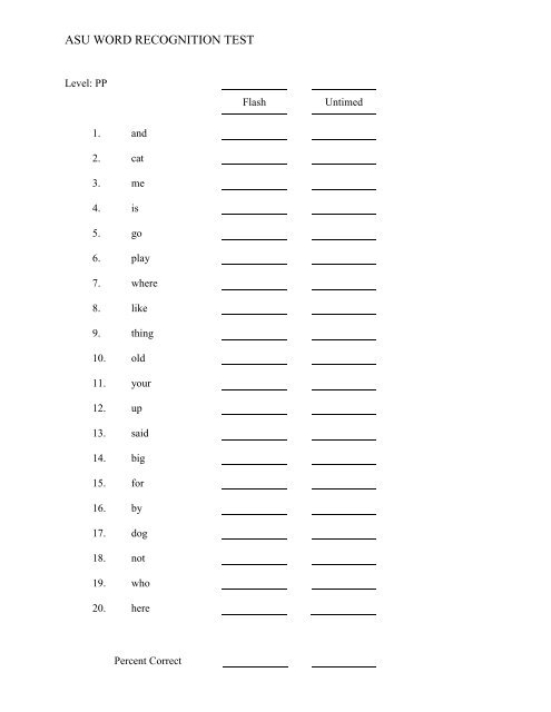 ASU WORD RECOGNITION TEST
