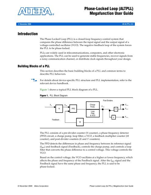 Phase-Locked Loop (ALTPLL) Megafunction User Guide - Altera