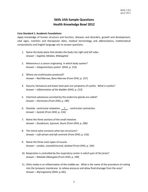 Skillsusa Health Knowledge Bowl Practice Test KnowledgeWalls Skillsusa Health Knowledge Bowl Practice Test KnowledgeWalls