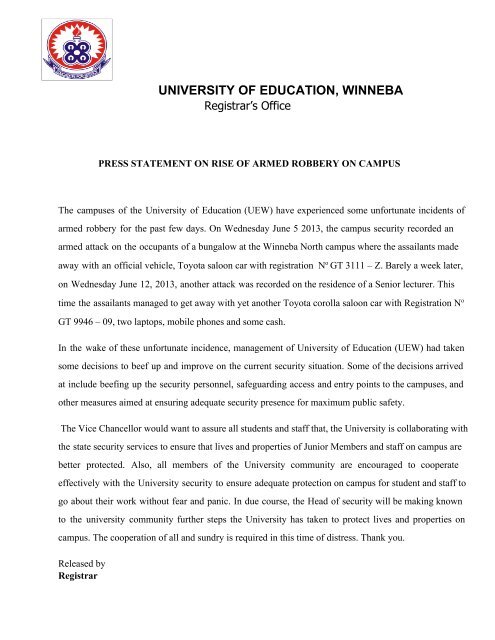 UNIVERSITY OF EDUCATION, WINNEBA