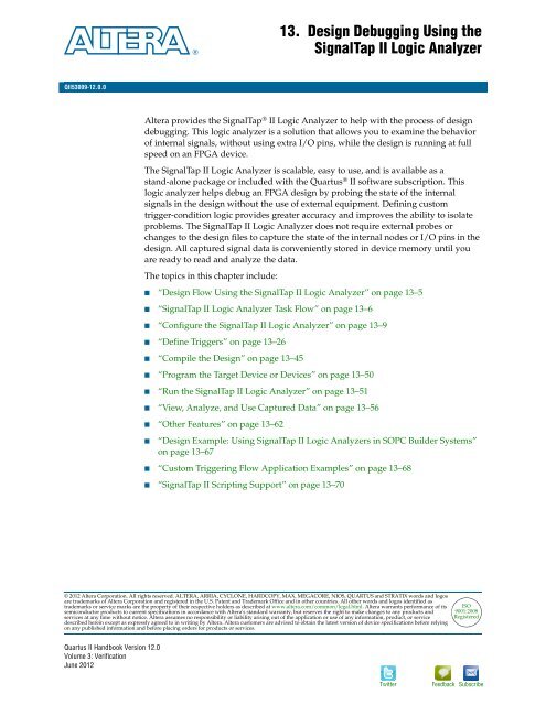 Design Debugging Using The Signaltap Ii Logic Analyzer Altera