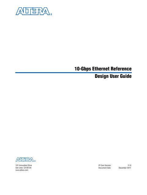 2. 10-Gbps Ethernet Reference Design User Guide - Altera