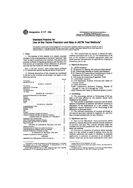 ASTM E 177 - 90a Standard Practice for Use of the Terms Precision ...