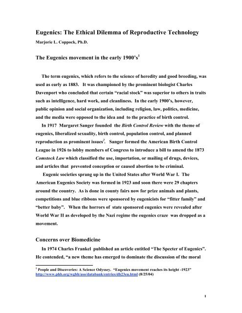 Eugenics: The Ethical Dilemma of Reproductive Technology