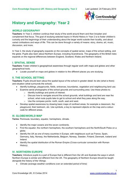 Core Knowledge Sequence UK: History and Geography, Year 2