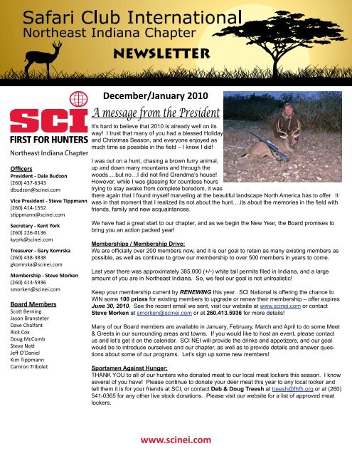 NEWSLETTER - Safari Club International - Northeast Indiana Chapter