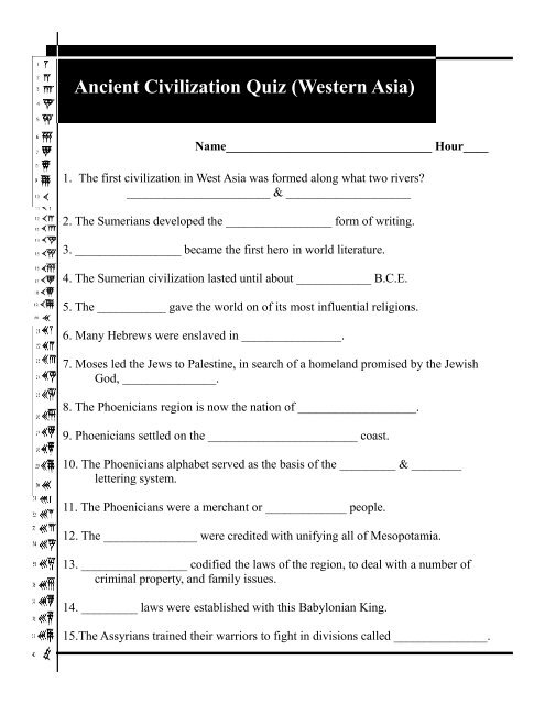 Ancient Civilization Quiz (Western Asia) - Your Passport to the World