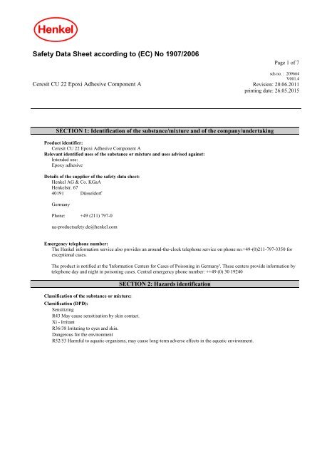 Safety Data Sheet according to (EC) No 1907/2006 - Henkel ...