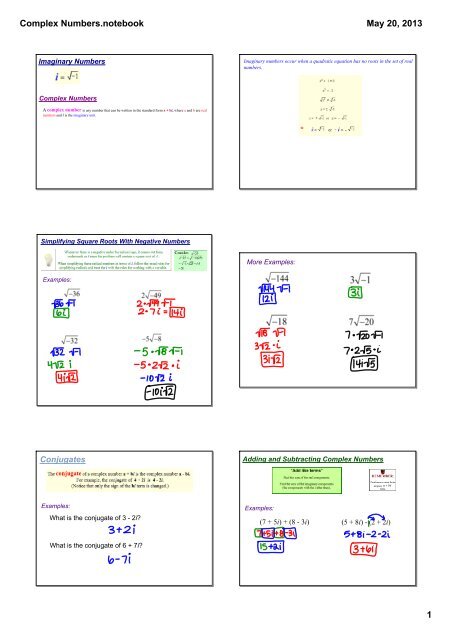 complex numbers notes