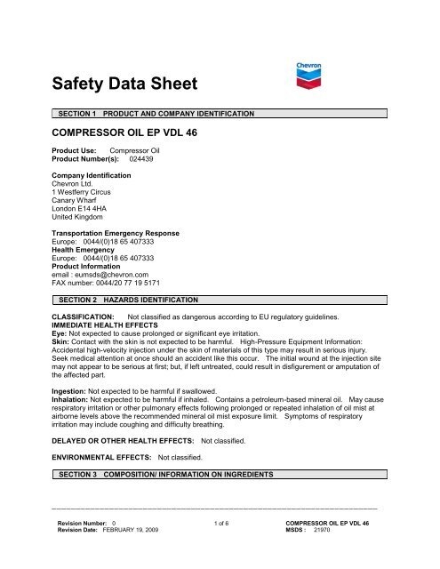 Material Safety Data Sheet - Chevron Global Marine